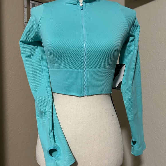 Tops | Activewear Set In Tiffany Blue Cropped Top And Leggings Shown ...